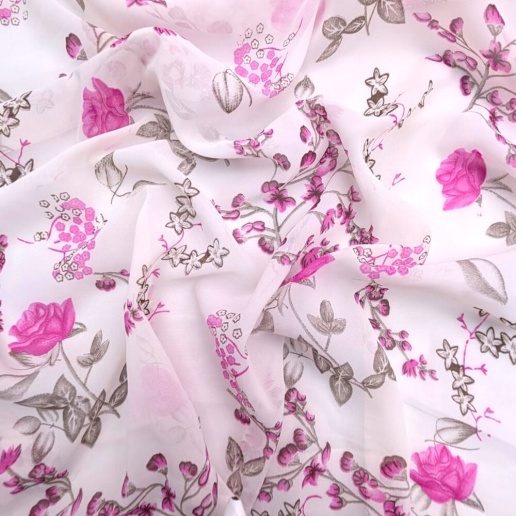 Floral Chiffon Fabric by the metre Summer Blossom Yellow|100% Polyester ...