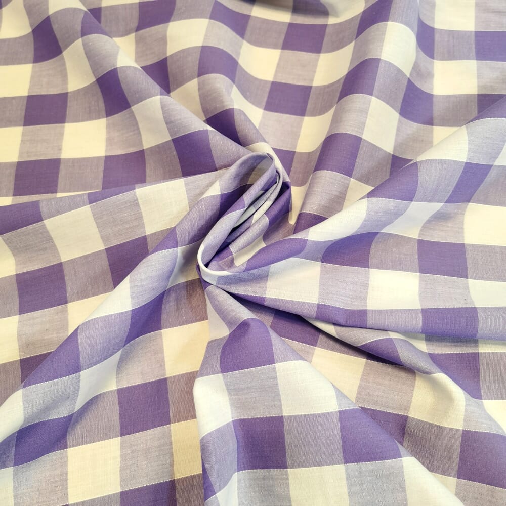 1" Polycotton Gingham LILAC Fabric