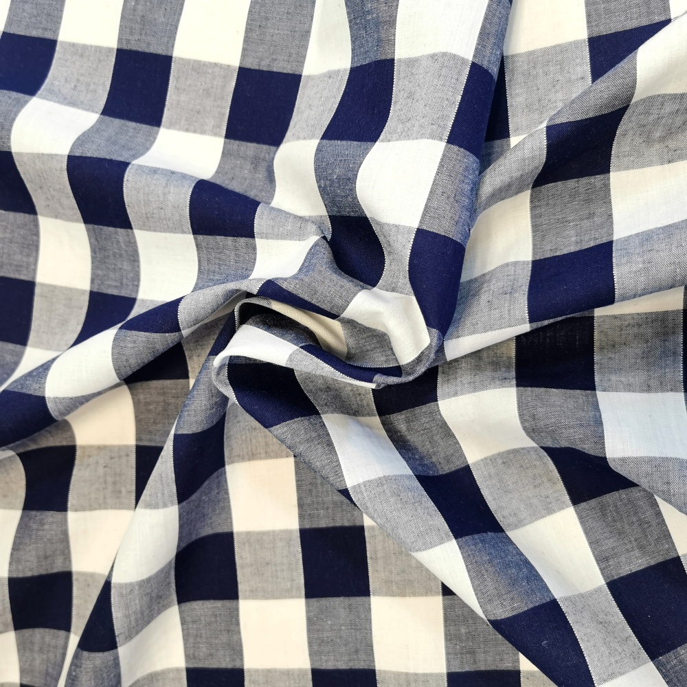 1" Polycotton Gingham NAVY Fabric