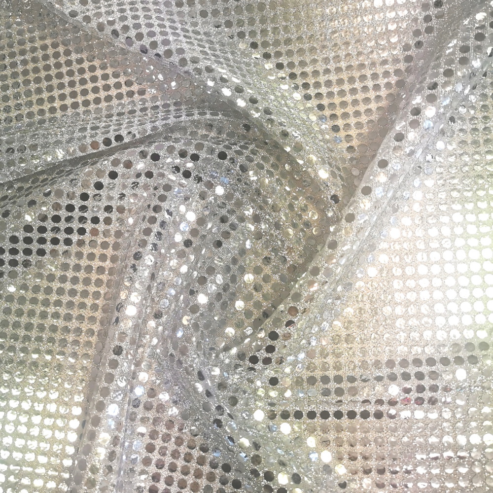 Silver on Silver 6mm Sequin Fabric