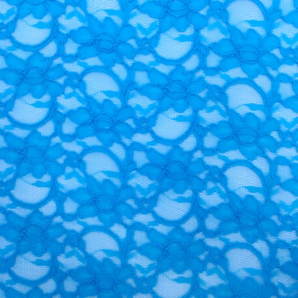 Turquoise Corded Lace Fabric