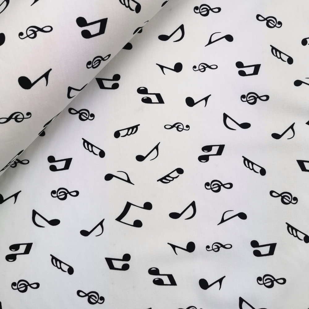 100% Cotton - Ivory Musical Notes Cotton Fabric