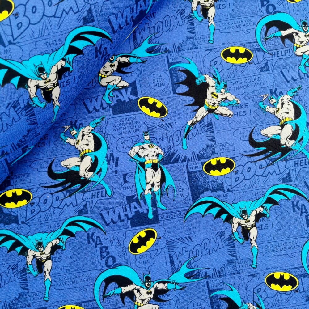 100% Cotton Fabric - Batman Comics Blue