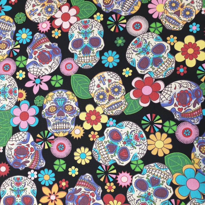 100% Cotton SKULLS & ROSES Fabric
