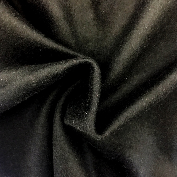 Black Melton Wool Fabric