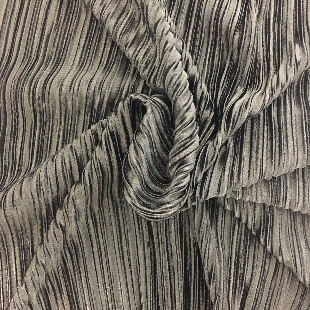 Pleated Polyester DARK GREY fabric