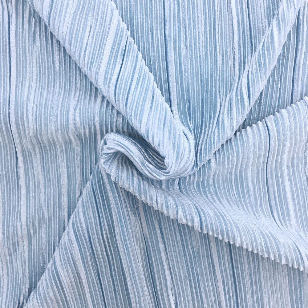 Pleated Polyester SKY BLUE fabric