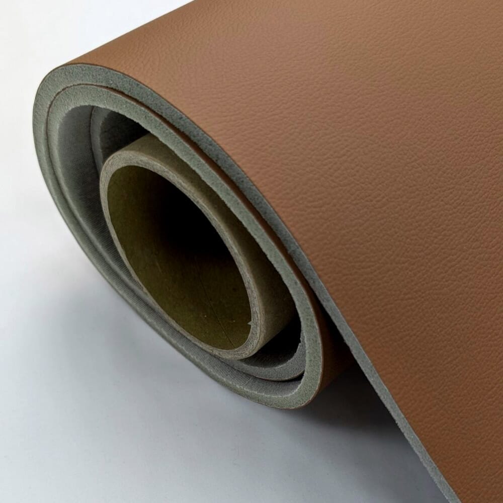 Almond Fire Retardant 6mm Scrim Foam Backed Faux Leather by the metre