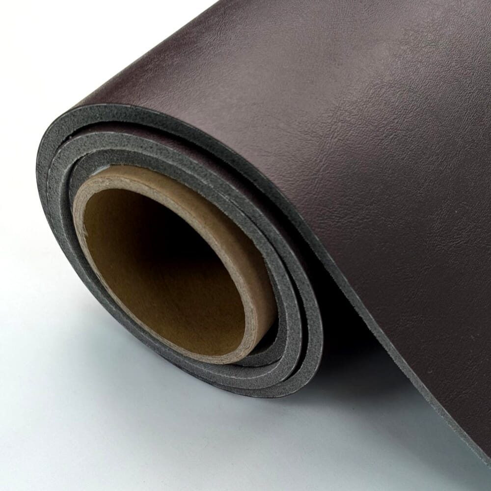 Brown Fire Retardant 6mm Scrim Foam Backed Faux Leather by the metre