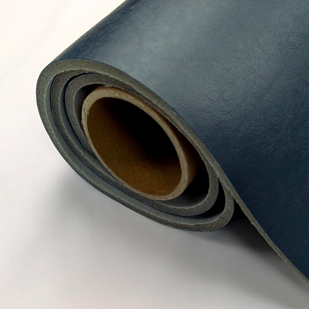 Navy Fire Retardant 6mm Scrim Foam Backed Faux Leather by the metre