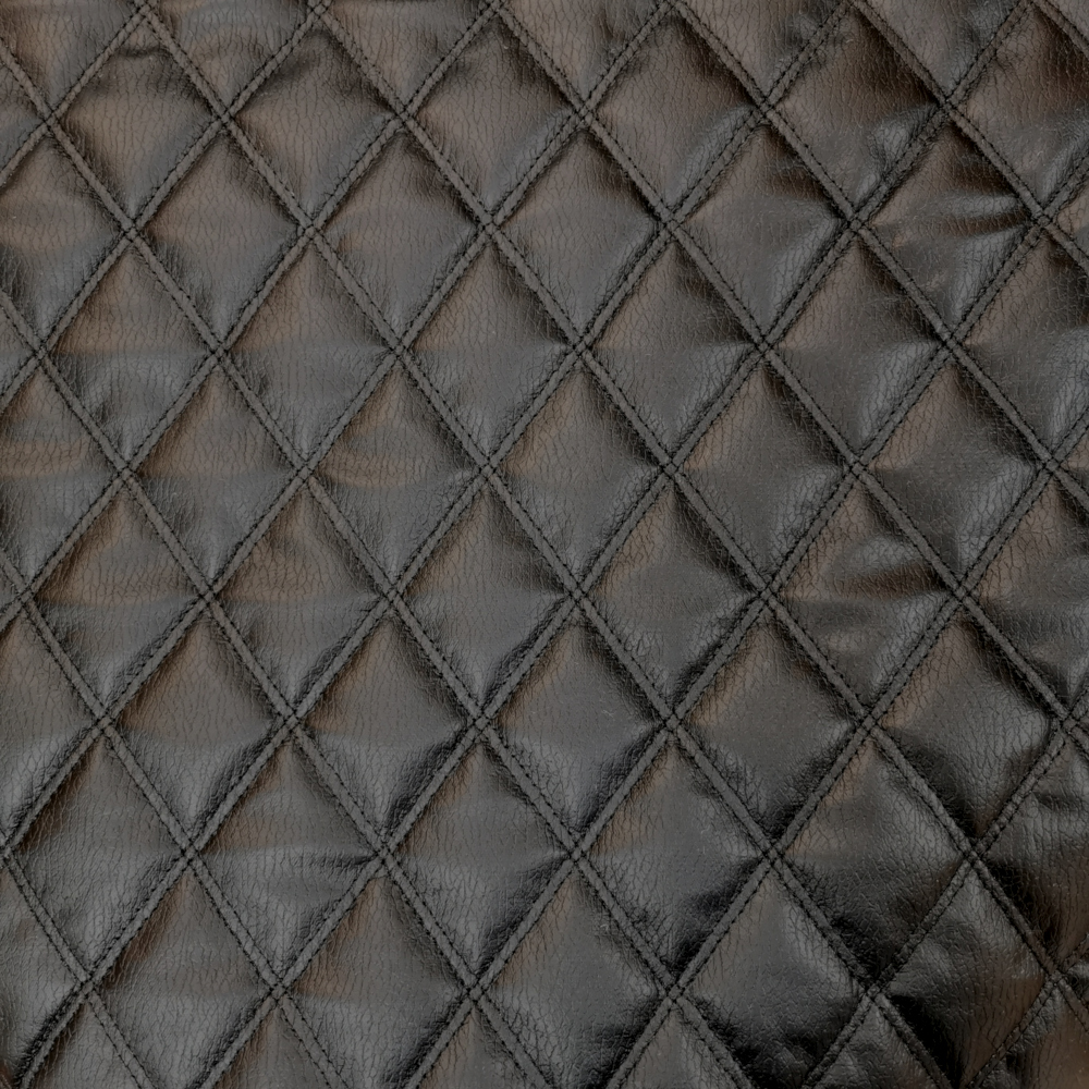 Black Quilted Leatherette with Black stitching, Quilted Leatherette ...