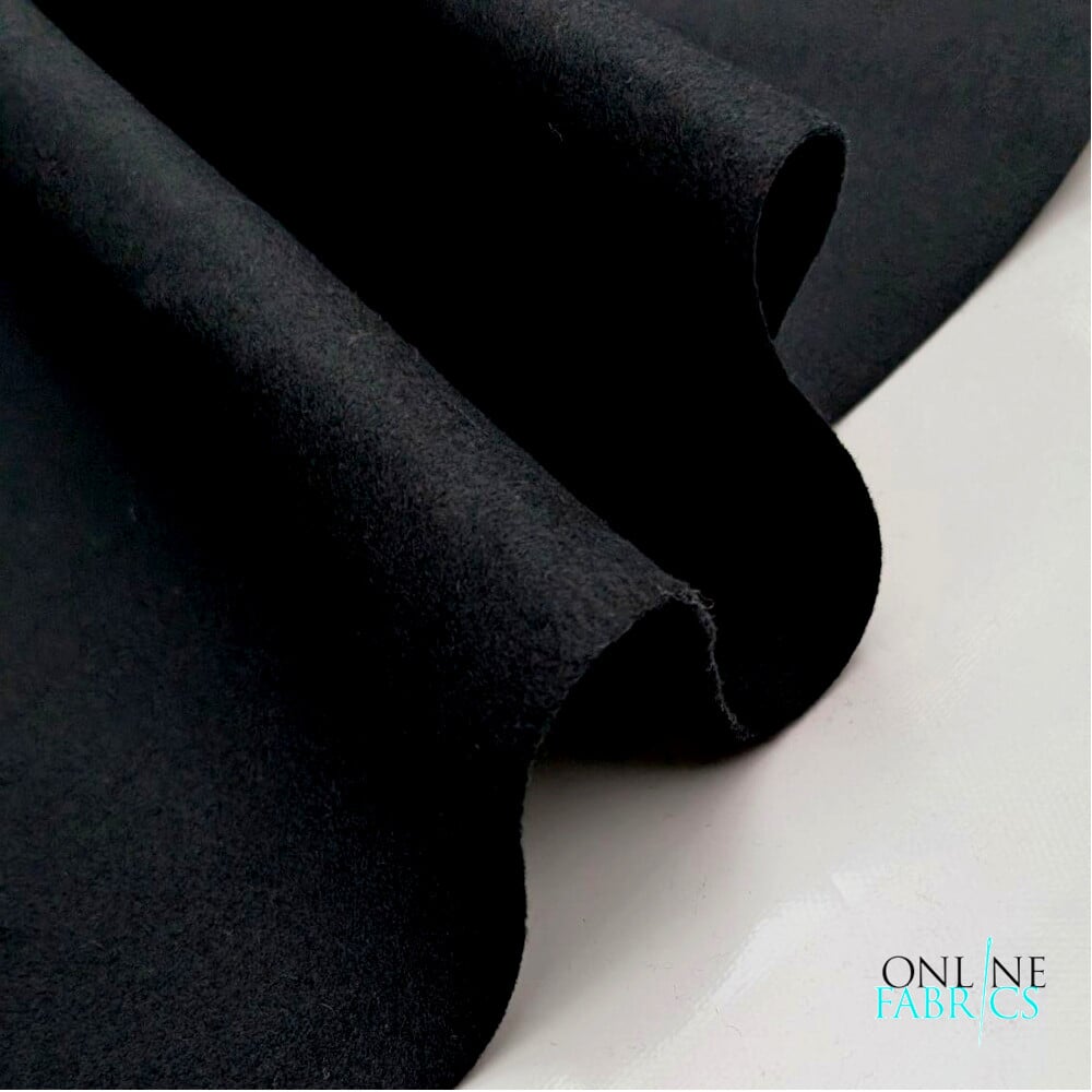 Black Wool Felt by the metre|30% Wool 70% Viscose