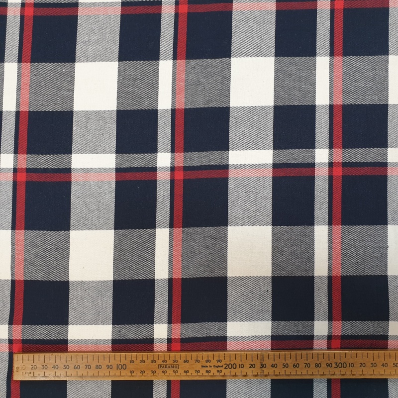 BLUE and RED POLYESTER CHECK Fabric