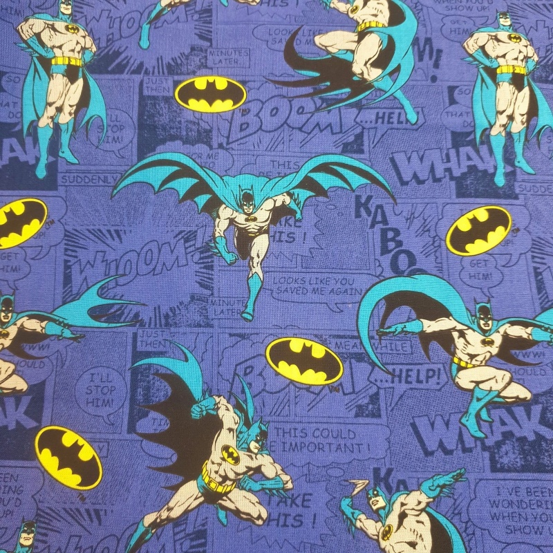 100% Cotton Fabric - Batman Comics Blue