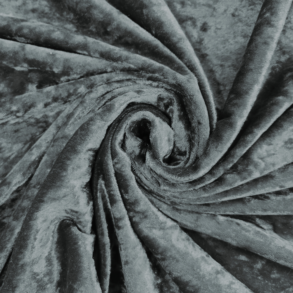 Grey Crushed Velvet Fabric by the metre|Crushed Velour Fabric by the metre