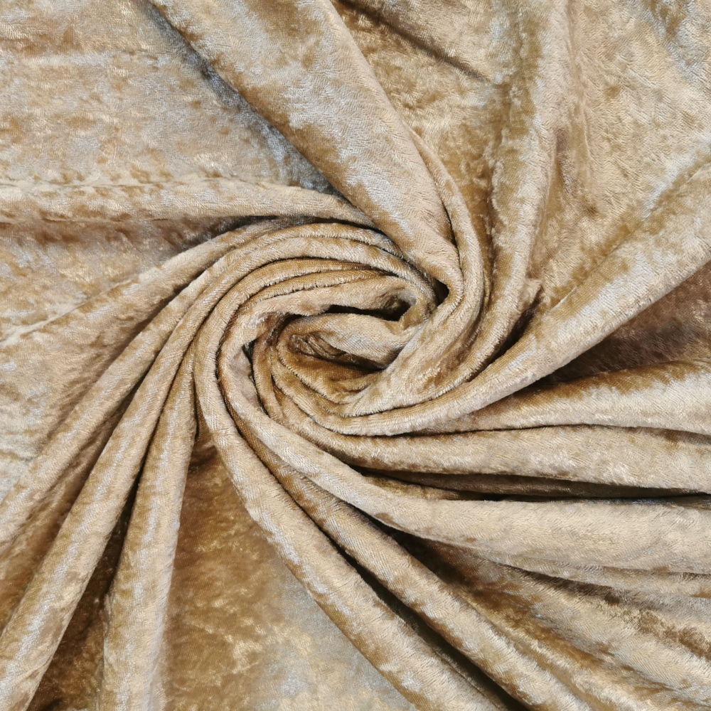 Gold Crushed Velvet Fabric by the metre|Crushed Velour Fabric by the metre