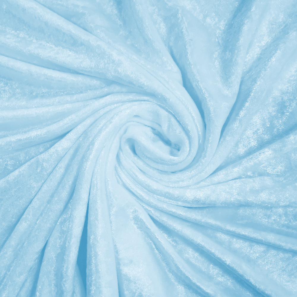 Sky Blue Blue Crushed Velvet Fabric by the metre|Crushed Velour Fabric ...
