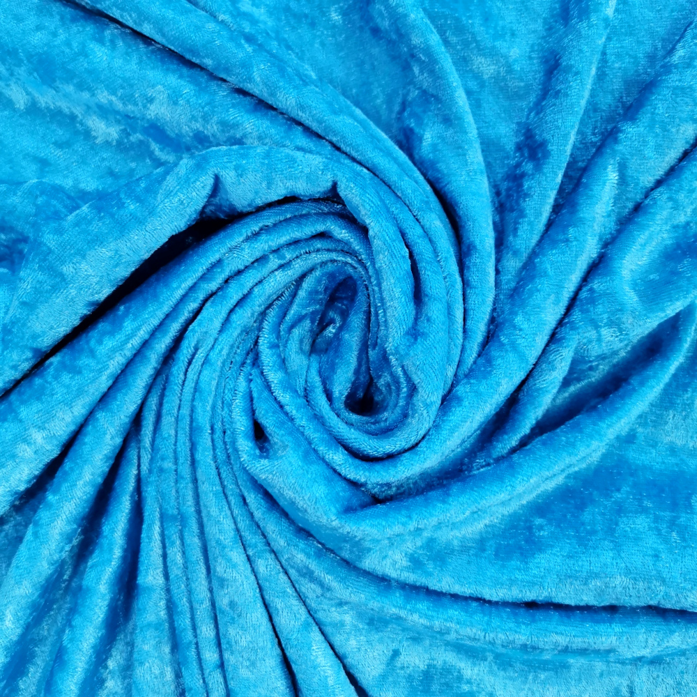 Turquoise Crushed Velvet Fabric by the metre|Crushed Velour Fabric by ...