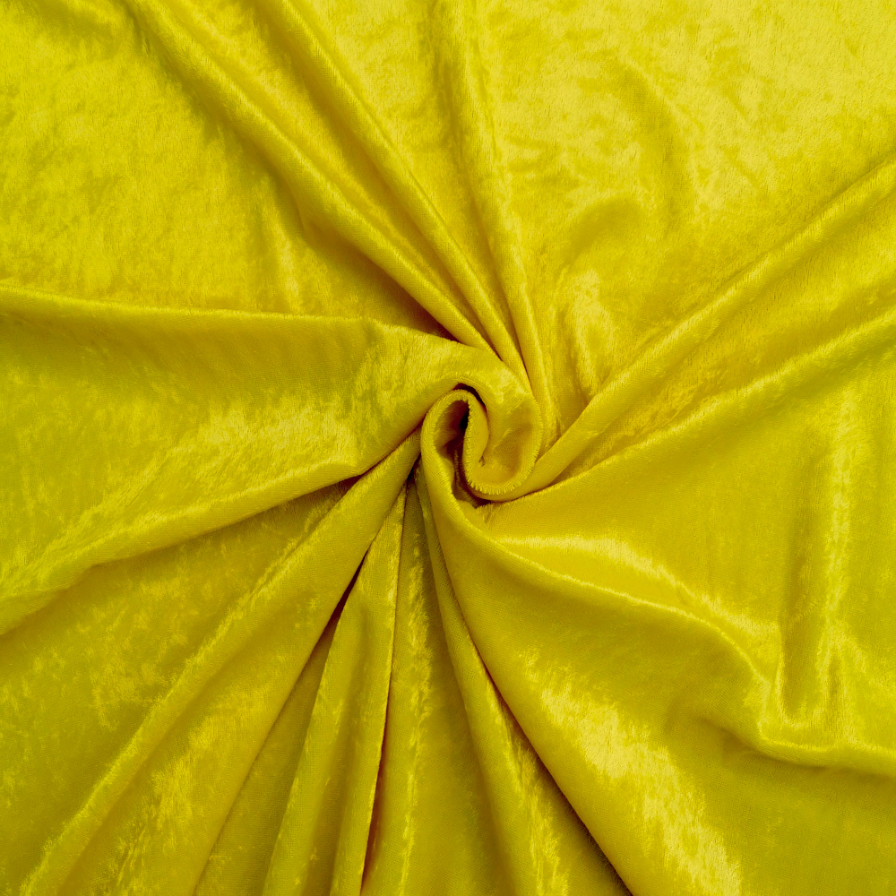 Yellow Crushed Velvet Fabric by the metre|Crushed Velour Fabric by the ...