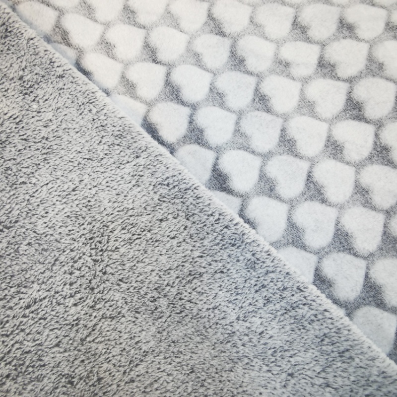 Cuddle Fleece - HEARTS ON LIGHT GREY