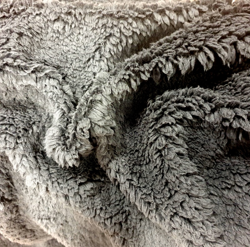 Grey Sherpa Fleece Fabric | Grey Sherpa Fleece Material