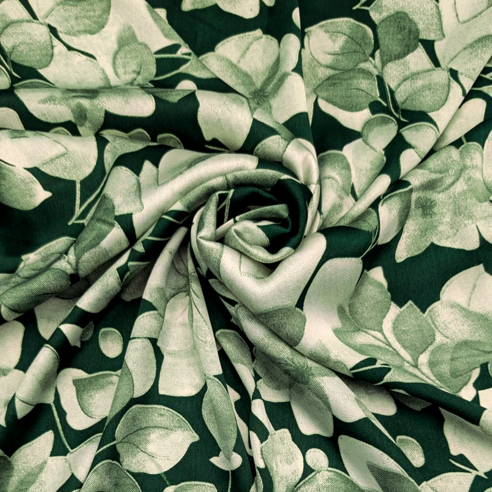 Evergreen Bloom Satin Fabric by the metre