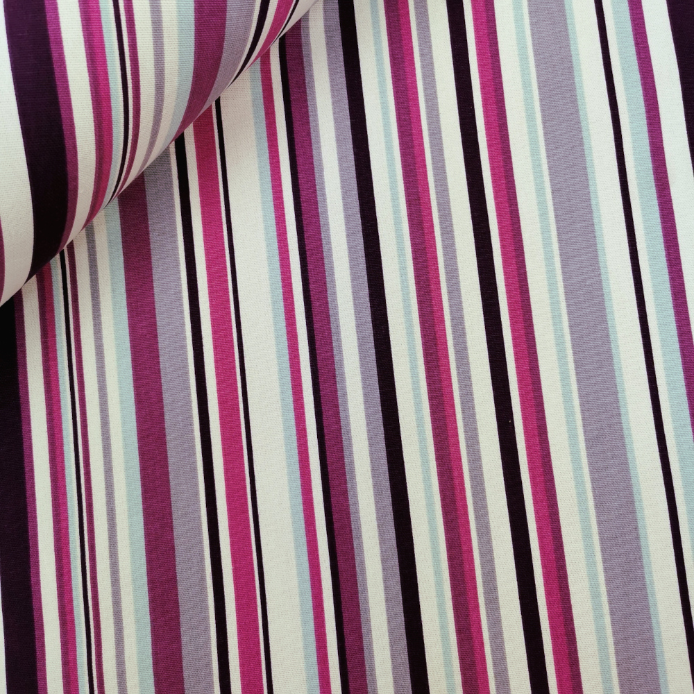 HALF PANAMA - Goa Stripe - Berry fabric by the metre online