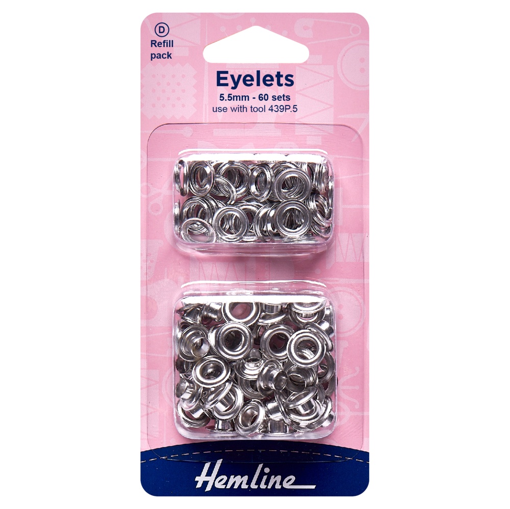 Eyelets Refill Pack: 5.5mm: Nickel and Silver: (D): 60 Pieces