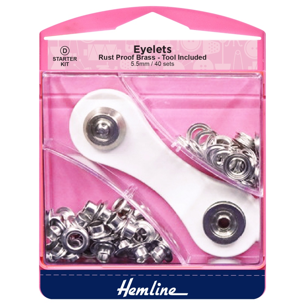 Eyelets Starter Kit: 5.5mm: Nickel and Silver: (D): 40 Pieces