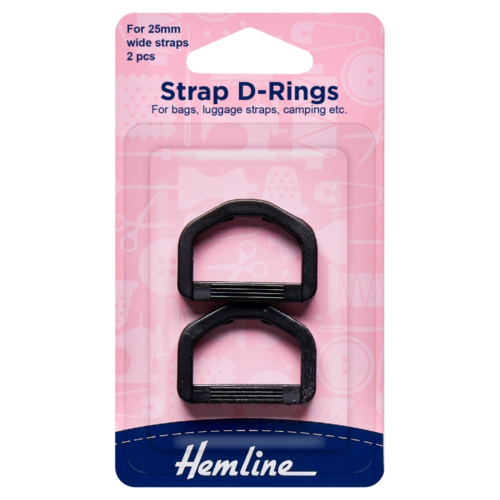 Strap D Rings: 25mm: Black: 2 Pieces