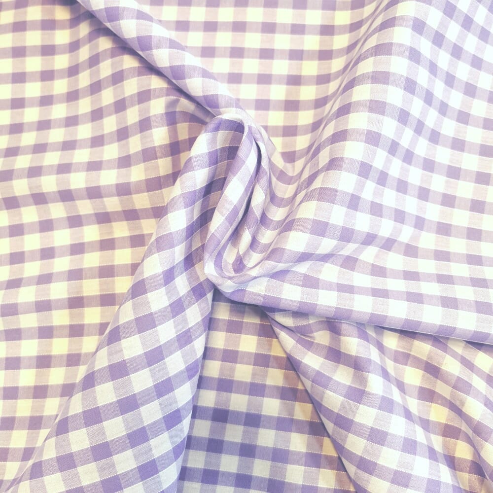 1/4" Polycotton Gingham LILAC Fabric