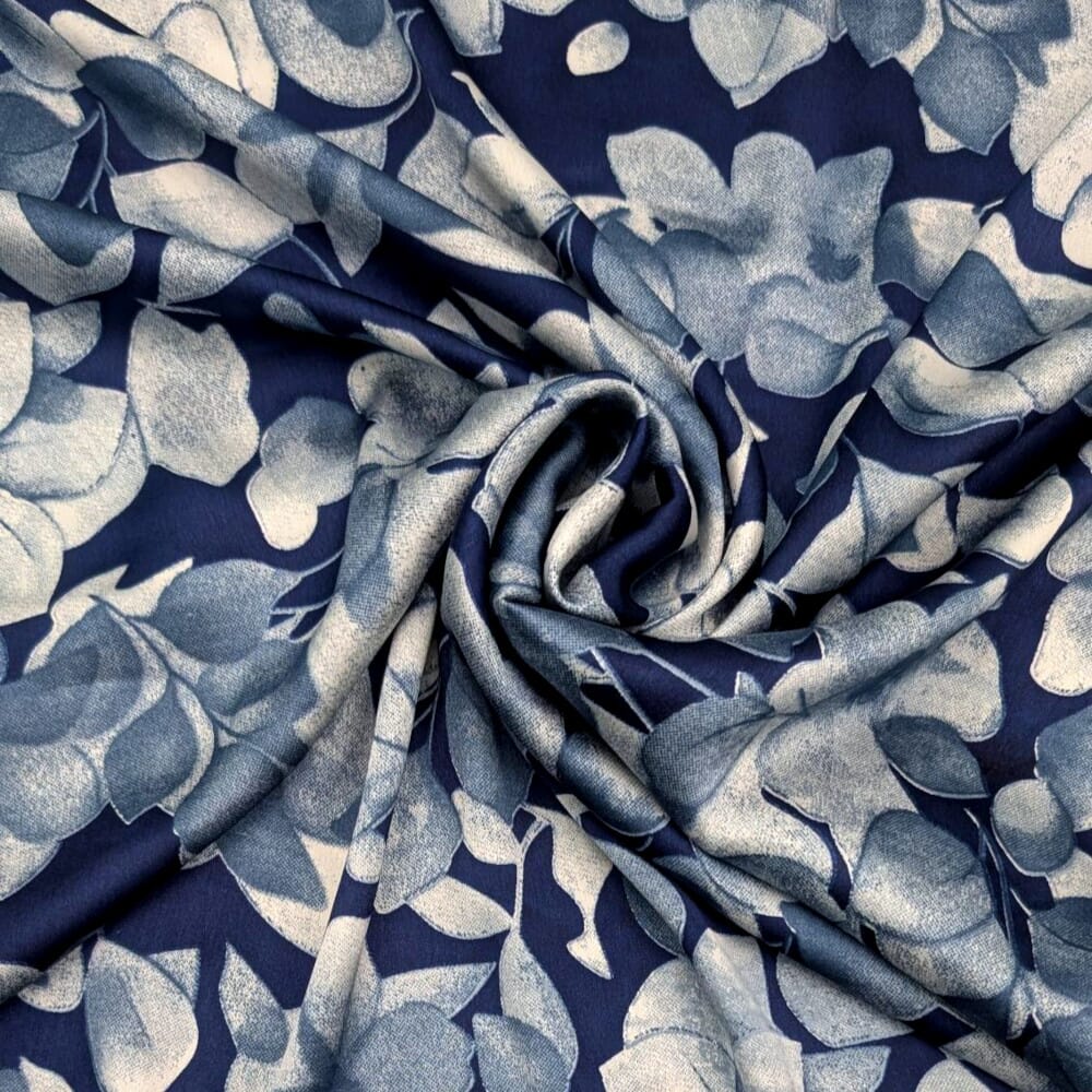 Midnight Bloom Satin Fabric by the metre