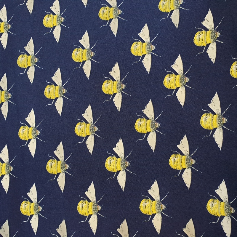 100% Cotton BEES on Navy fabric