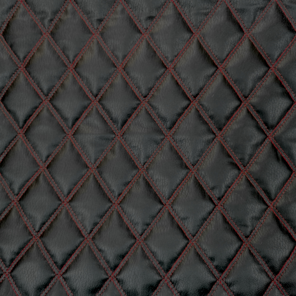 Black Quilted Leatherette with Red stitching, Quilted Leatherette ...