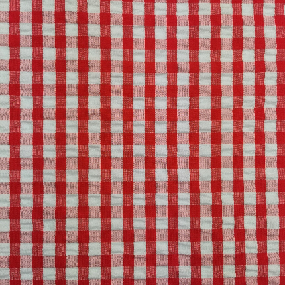 Red Seersucker Gingham fabric|Red Gingham Seersucker fabric|Red Waffled ...