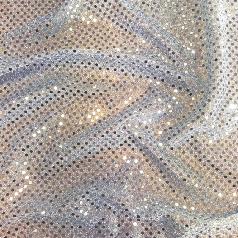 Silver on Pale Blue 3mm Sequin Fabric