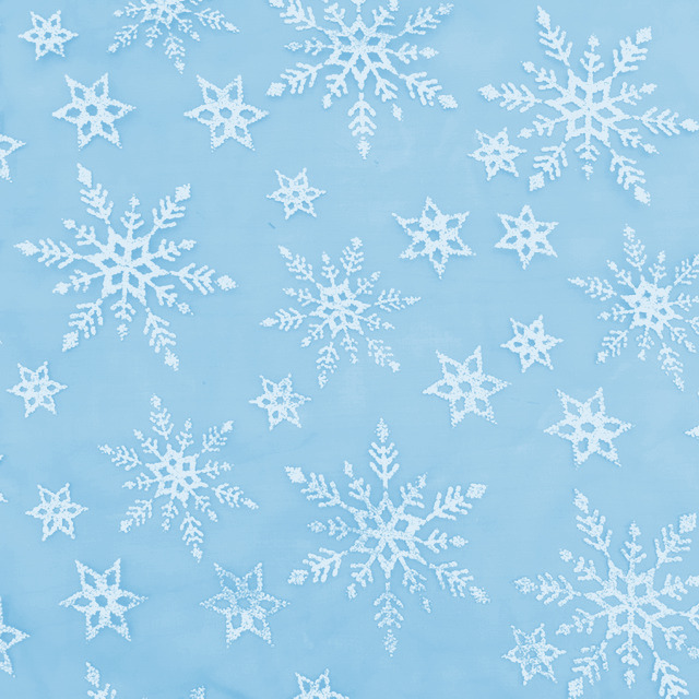 Sky Blue Snowflake Organza, Frozen Snowflake Organza Fabric by the metre