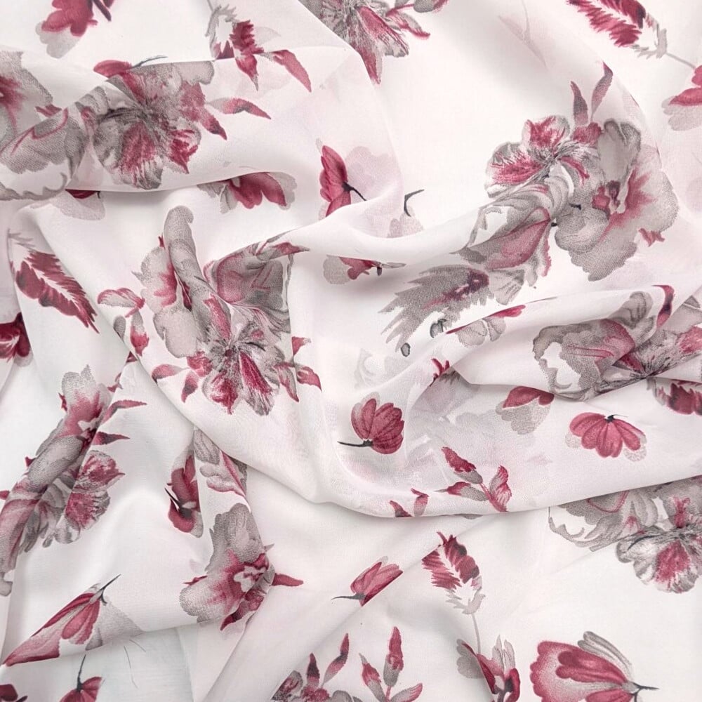 Floral Chiffon Fabric by the metre Summer Breeze Dusky|100% Polyester ...