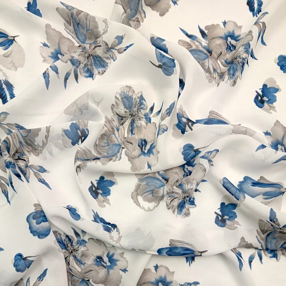 Floral Chiffon Fabric by the metre Summer Breeze Teal|100% Polyester ...