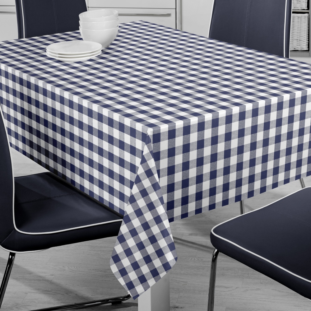 Table Vinyl Fabric by the metre |Oil Cloth by the metre - Navy Gingham