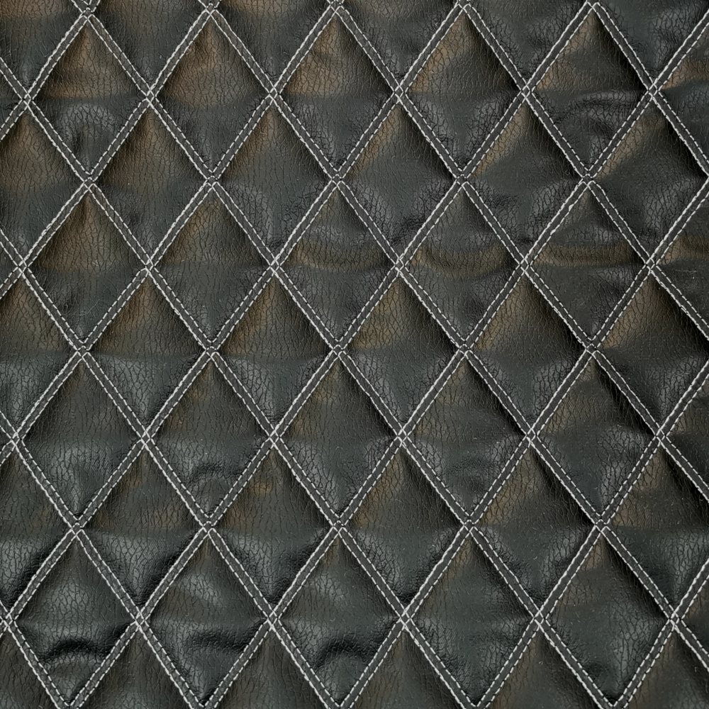 Black Quilted Leatherette with White stitching, Quilted Leatherette ...