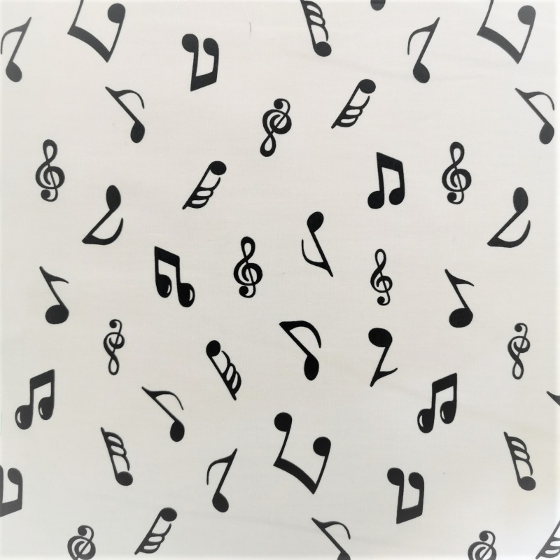 100% Cotton - Ivory Musical Notes Cotton Fabric