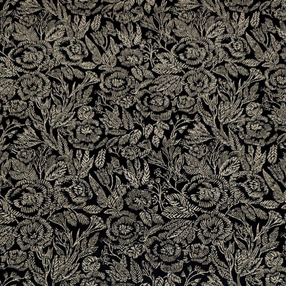 Floral Black Brocade Fabric by the metre